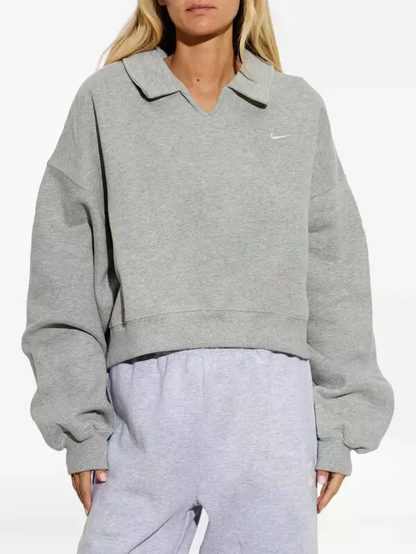 Nike Logo-embroidered V-neck Sweatshirt - Grey