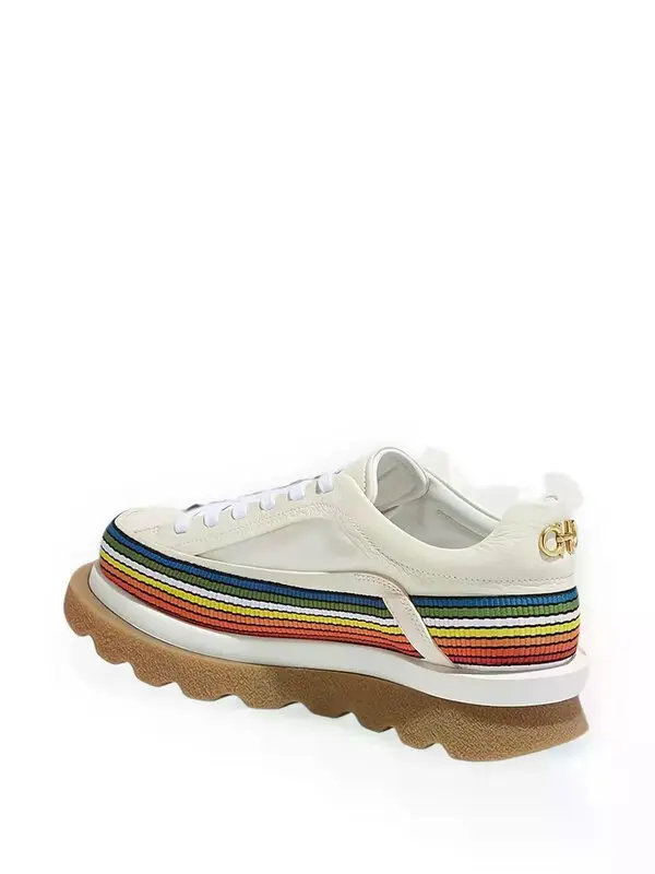 FERRAGAMO Rainbow-stripe Platform Sneakers