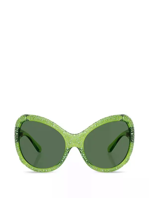 SWAROVSKI Crystal-embellished Oversized-frame Sunglasses - Green