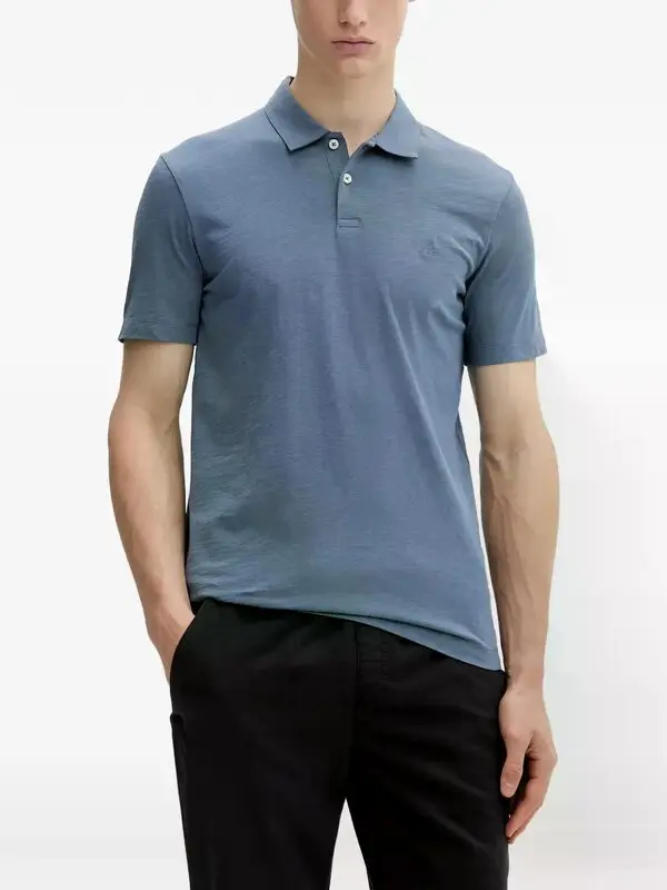 Marc O'polo Logo-embroidered Slub-texture Polo Shirt - Blue