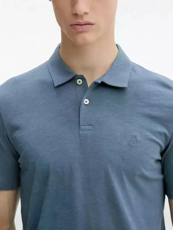 Marc O'polo Logo-embroidered Slub-texture Polo Shirt