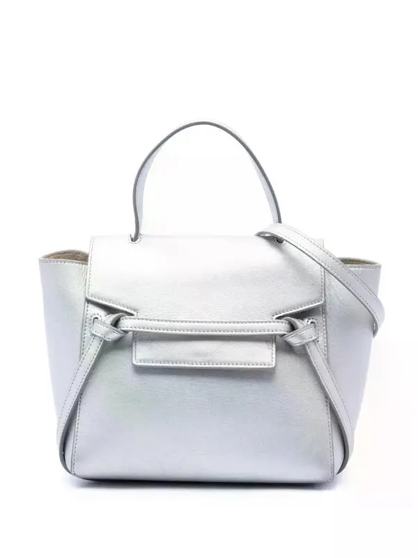 Celine 2018 Nano Laminated Calfskin Belt Bag Satchel - Silver