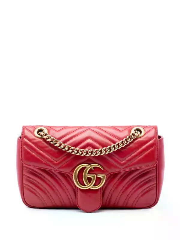 Gucci 2016-2026 Medium Gg Marmont Matelasse Calfskin Shoulder Bag - Red