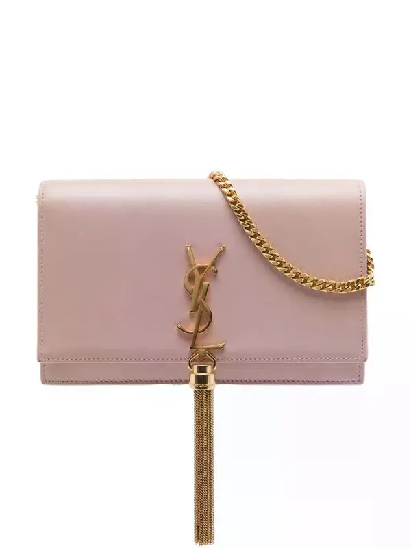 Saint Laurent 2017 Smooth Calfskin Monogram Kate Tassel Wallet On Chain Crossbody Bag - Pink