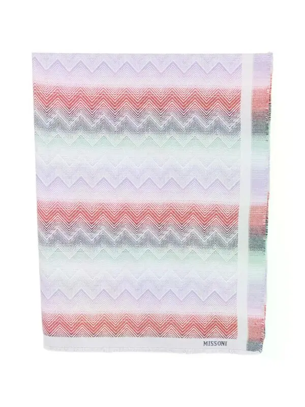 Missoni Zigzag-knit Frayed Scarf