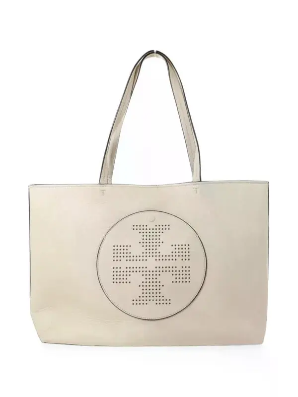 Tory Burch Perforated-logo Leather Shoulder Bag - Neutrals