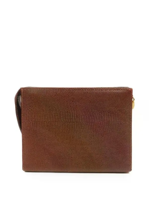 FERRAGAMO Vara Ribbon-detail Mini Leather Clutch Bag - Brown
