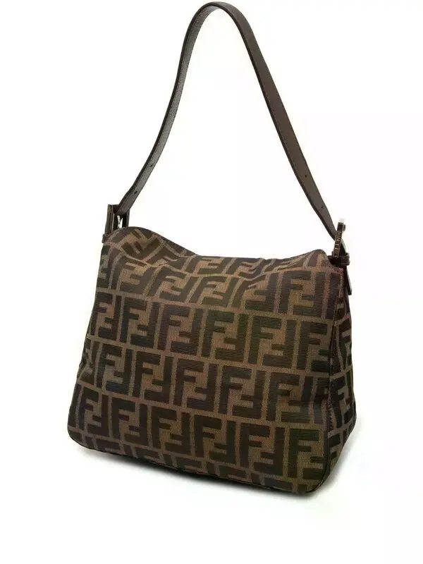 Fendi 1990-2000 Zucca Canvas Double Flap Shoulder Bag