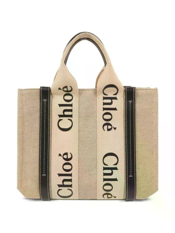 Chloé Small Woody Logo-tape Tote Bag - Brown