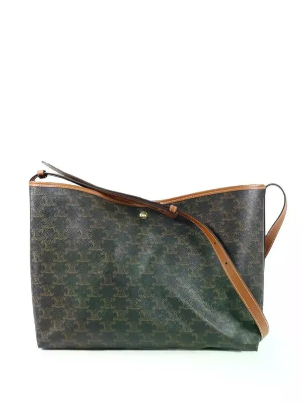 Celine Triomphe Macadam Shoulder Bag - Black