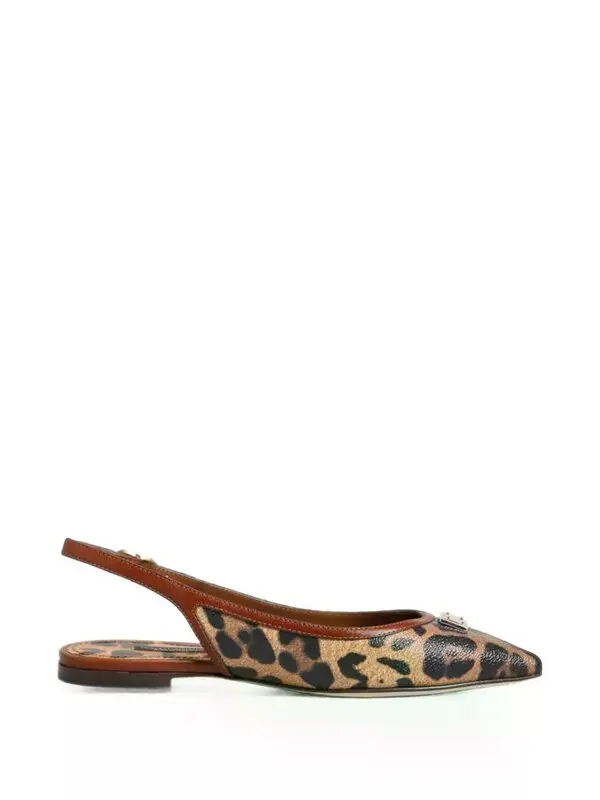 Dolce & Gabbana Leopard-print Slingback Flat Pumps - Brown