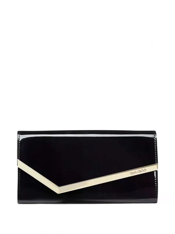 JIMMY CHOO Emmie Patent-leather Clutch Bag - Black