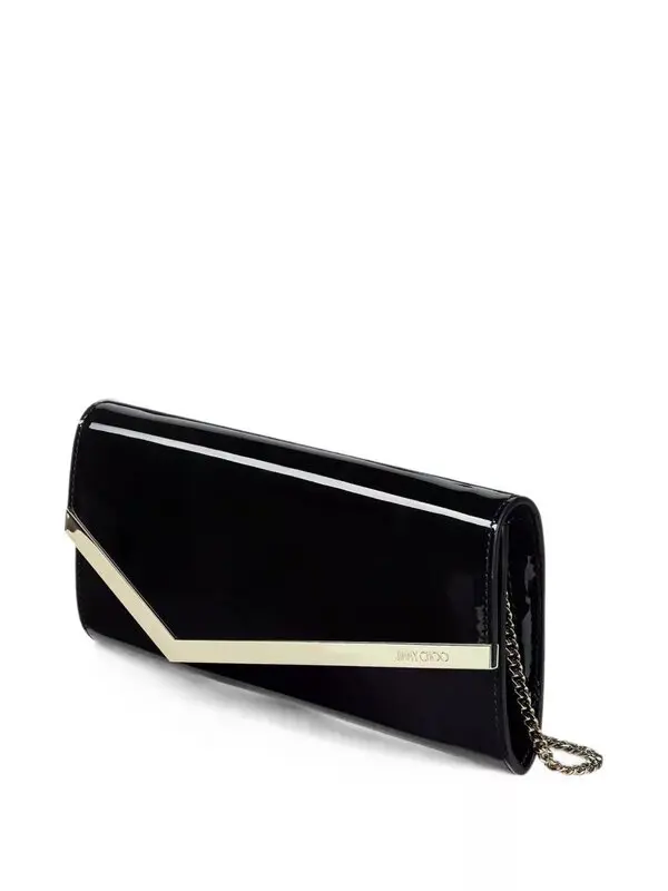 JIMMY CHOO Emmie Patent-leather Clutch Bag - Black