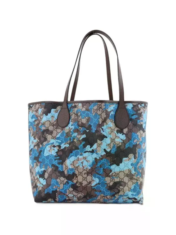 Gucci Gg Open Gg Camouflage Coated Canvas Large Tote Bag