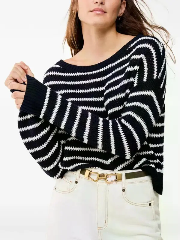 PENNYBLACK Horizontal-stripe Drop-shoulder Sweater - Blue