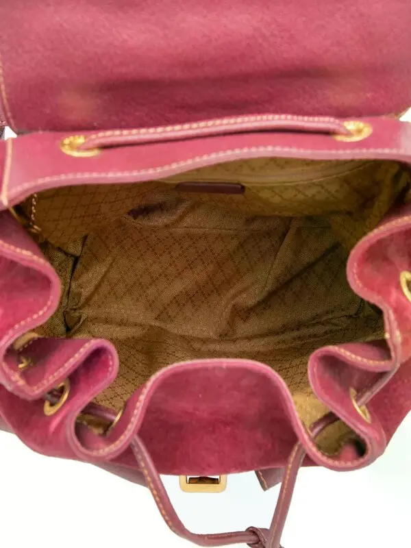 Gucci 20th Century Large Suede Bamboo Drawstring Backpack