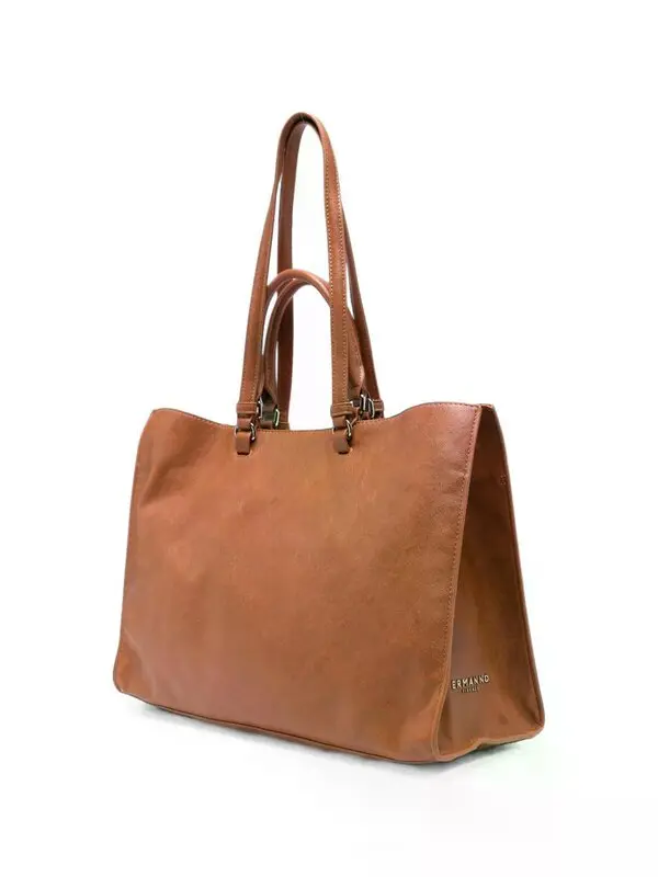 ERMANNO FIRENZE Large Logo-embroidered Leather Tote Bag - Brown