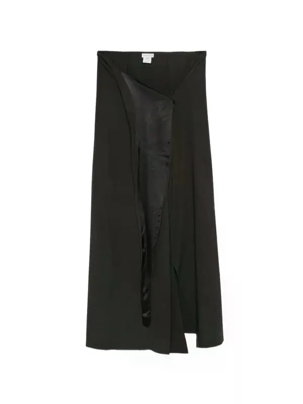 Dries Van Noten 1990s Satin-panelled Wrap Skirt - Black