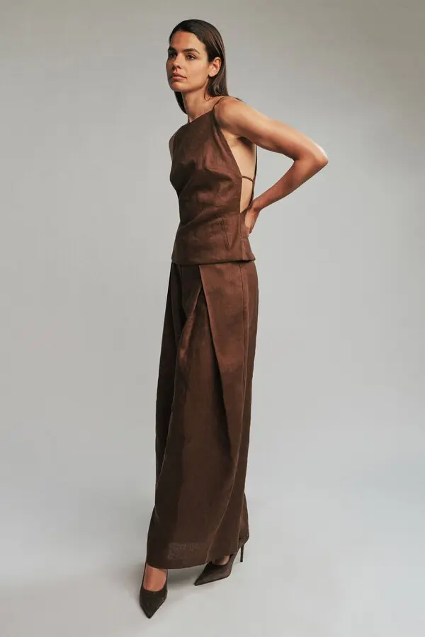 Bardot Arelia High Neck Linen Top