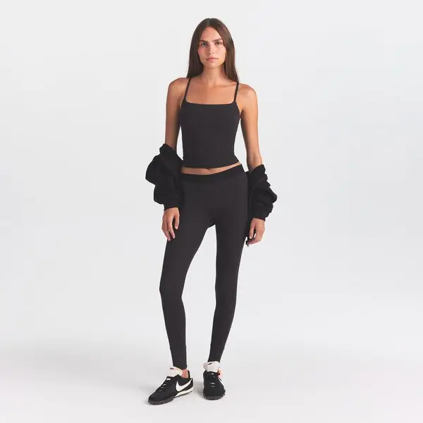 SKIMS Mid Rise Legging | Grey | | Cotton Rib - Soot