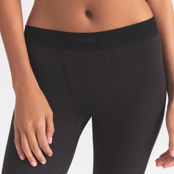 SKIMS Mid Rise Legging | Grey | | Cotton Rib - Soot