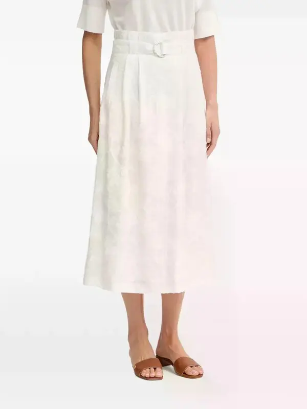 MARC AUREL Belted Jacquard-pattern Midi A-line Skirt