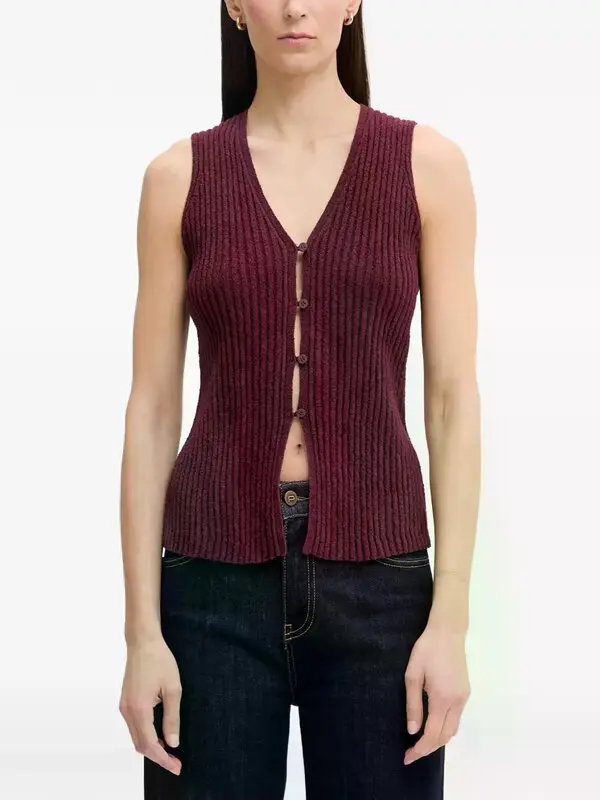 Marc O'polo Ribbed-knit V-neck Sleeveless Cardigan
