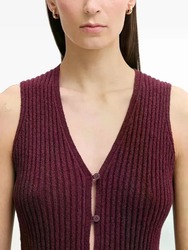 Marc O'polo Ribbed-knit V-neck Sleeveless Cardigan