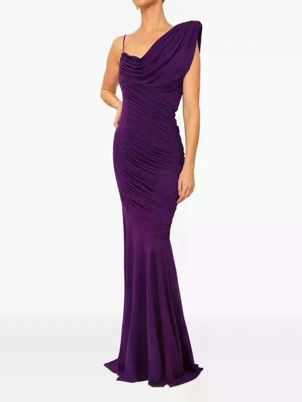V:PM ATELIER Sade Draped Ruched Maxi Dress - Purple