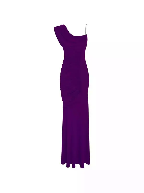 V:PM ATELIER Sade Draped Ruched Maxi Dress - Purple