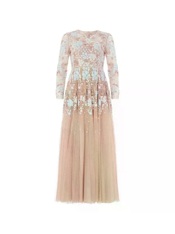 NEEDLE & THREAD Wisteria Dot Long-sleeve Gown