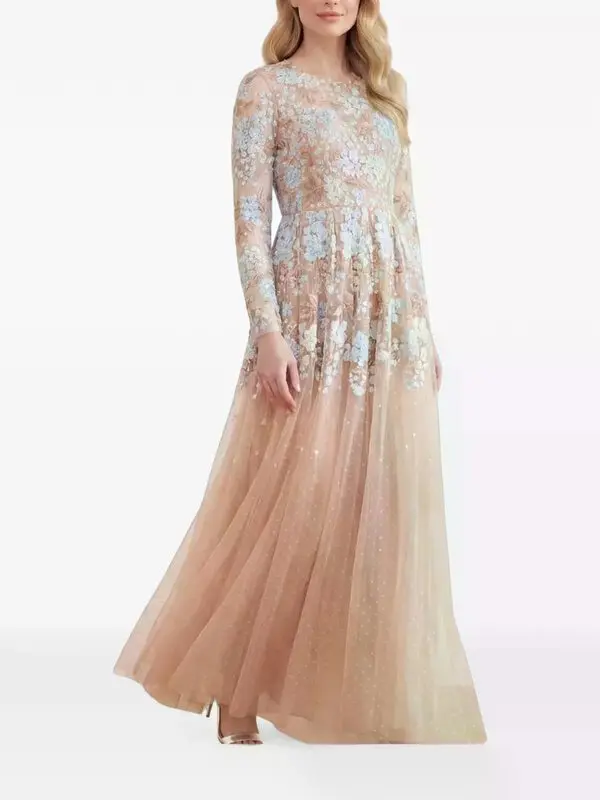 NEEDLE & THREAD Wisteria Dot Long-sleeve Gown