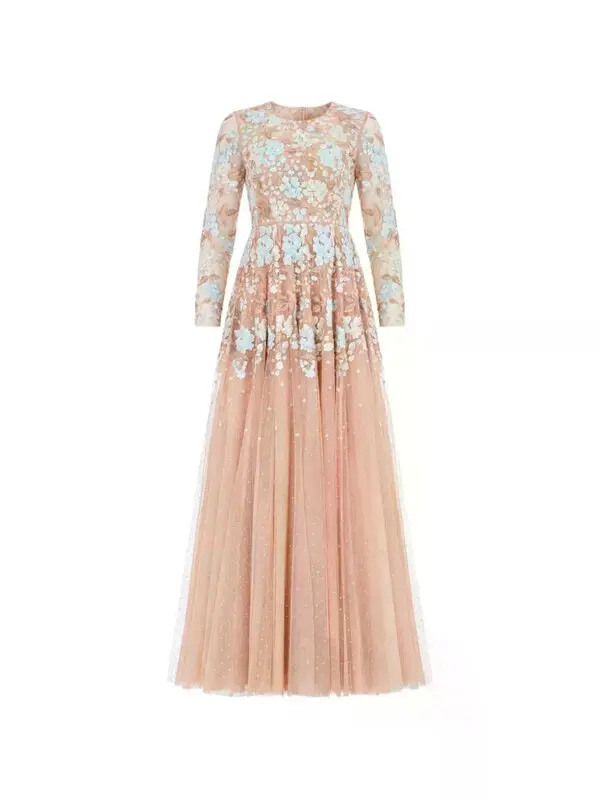 NEEDLE & THREAD Wisteria Dot Long-sleeve Maxi Gown