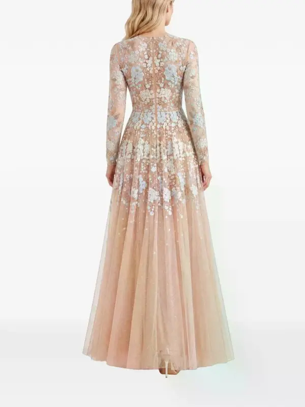 NEEDLE & THREAD Wisteria Dot Long-sleeve Maxi Gown