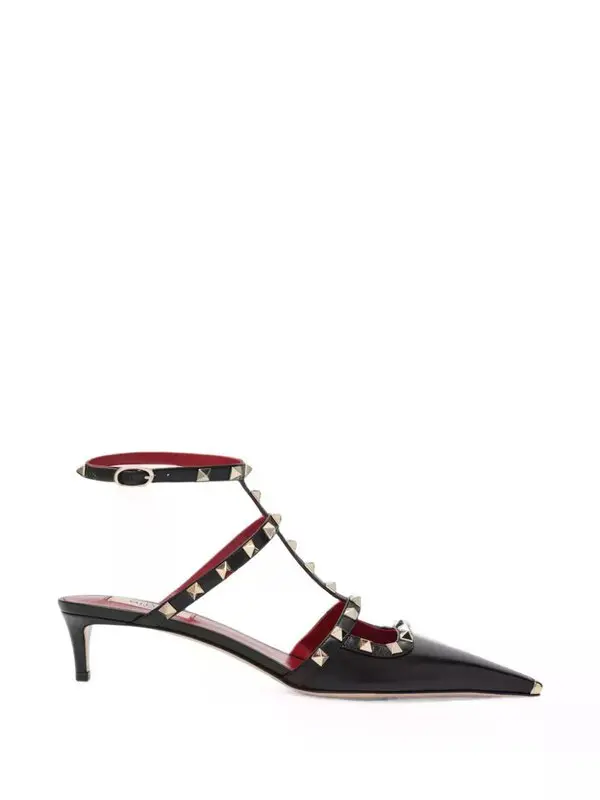Valentino Garavani Rockstud Court Shoes In Kid-leather 40mm - Black