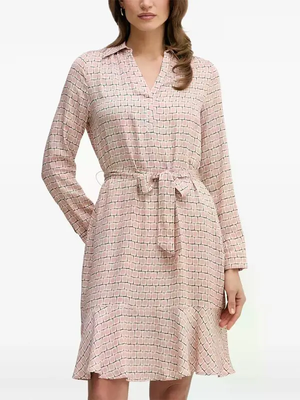 MARC AUREL Geometric-print Belted Mini Dress