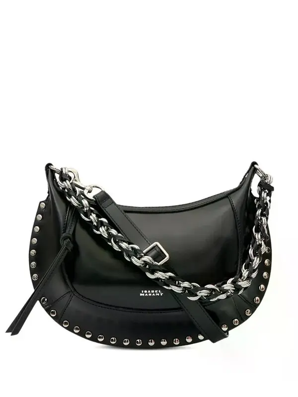 Isabel Marant Étoile Oskan Moon Studded Leather Shoulder Bag - Black