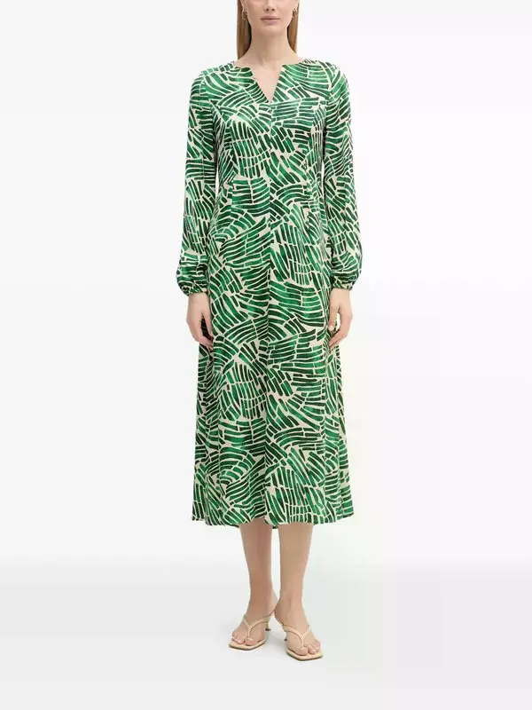 MARC AUREL Abstract-print Long-sleeve Midi Dress