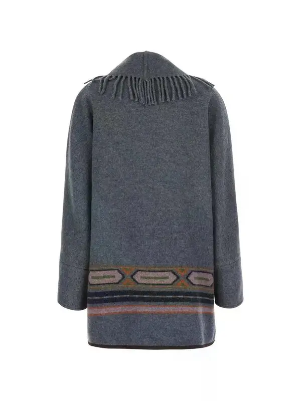 BAZAR DELUXE Fringed Belted Cardigan - Grey
