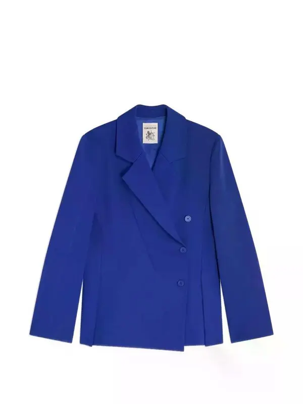 SEMICOUTURE Jorie Double-breasted Pleated-detail Jacket - Blue