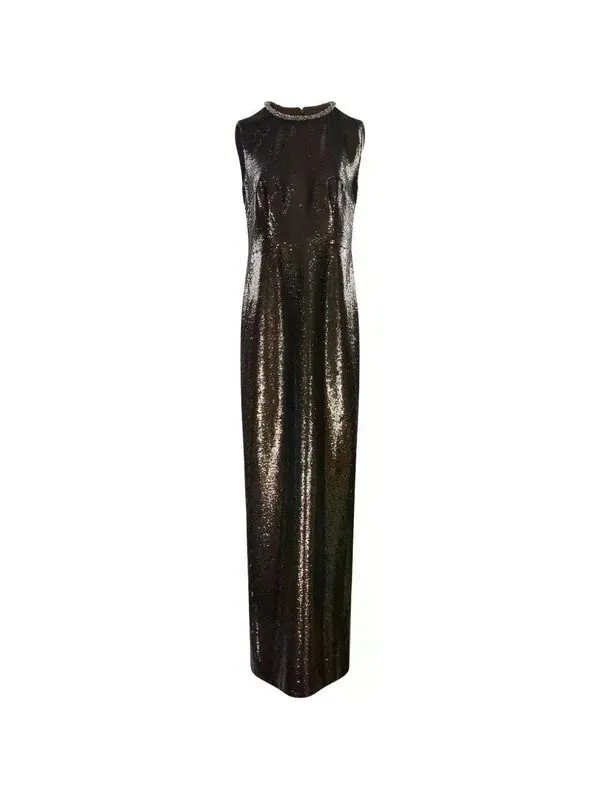 Roland Mouret Sequin-embellished Crystal-neckline Dress - Brown