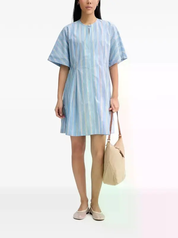Marc O'polo Striped Short-sleeve Cotton Mini Dress - Blue
