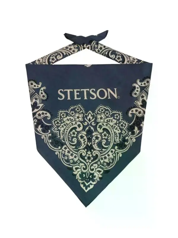 Stetson Paisley-print Logo-print Scarf - Blue
