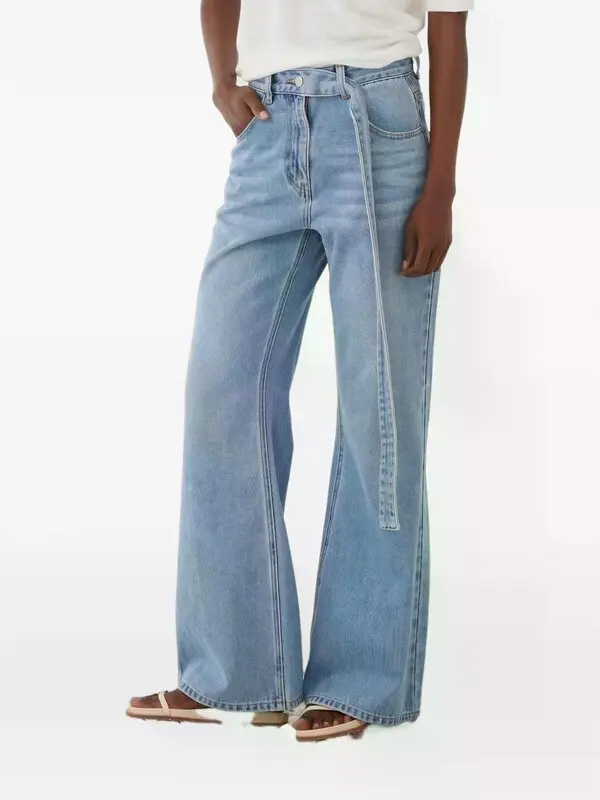 ELEH Belted Wide-leg Jeans - Blue