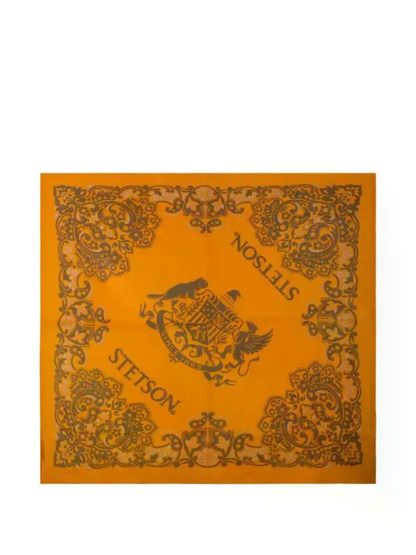 Stetson Logo-print Paisley-pattern Scarf - Orange