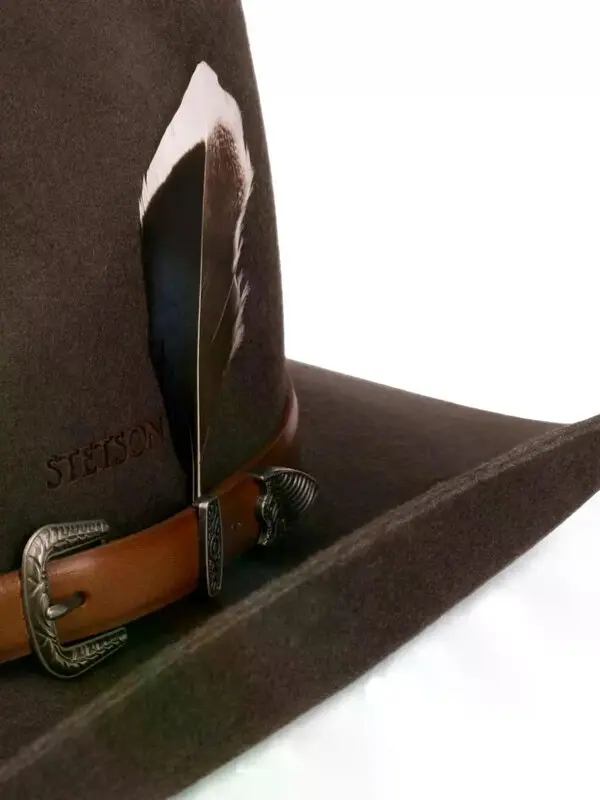 Stetson Buckle-detail Feather-trim Hat