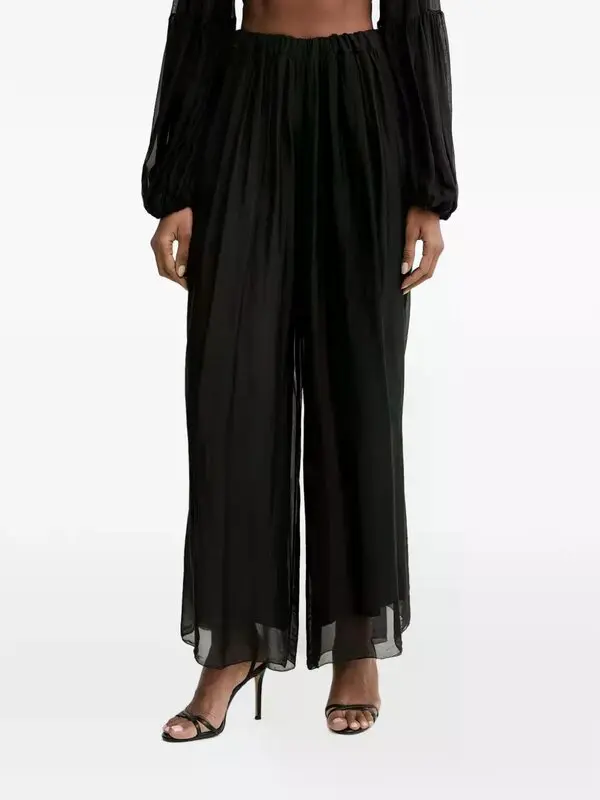 HAVEONE Sheer Pleated Palazzo Pants