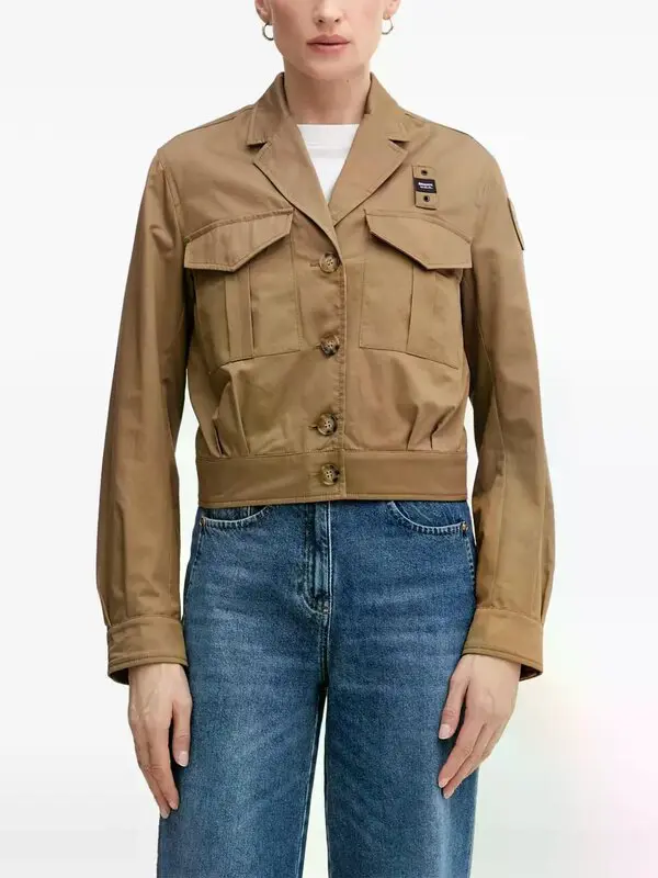 BLAUER. Clement Logo-patch Flap-pocket Cropped Jacket