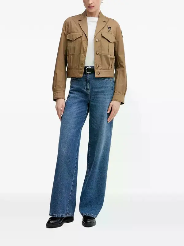 BLAUER. Clement Logo-patch Flap-pocket Cropped Jacket