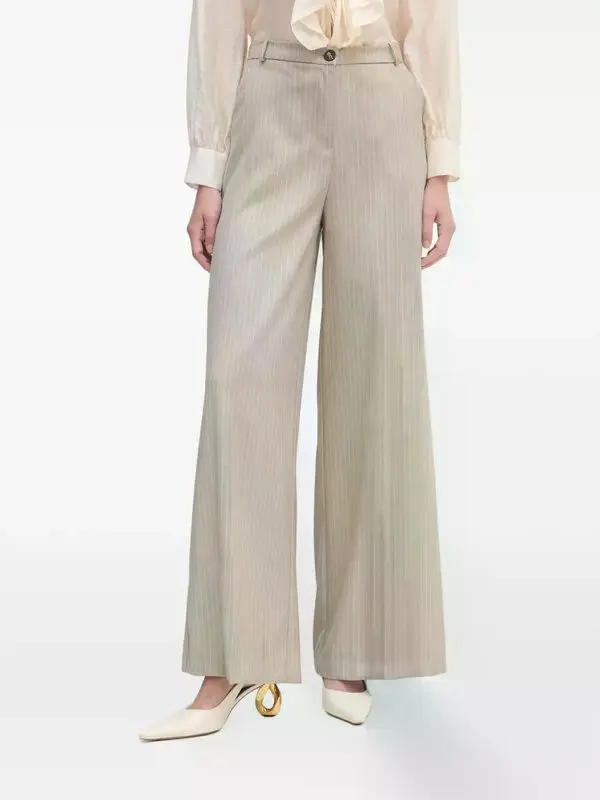 HAVEONE Pinstripe Wide-leg Trousers